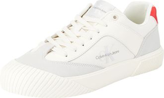 Calvin Klein Herren Vulcanized Sneaker aus Leder, Weiß (Creamy White/Oyster Mushroom/Fiery), 46