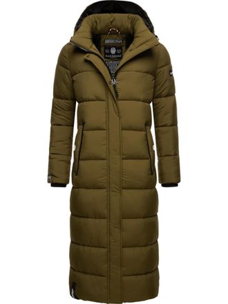 Navahoo Damen Wintermantel Warmer Steppmantel lang mit Abnehmbarer Kapuze Isalie Millitary Green Gr. XXL
