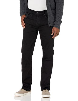 True Religion Herren Ricky Straight Leg Jeans, Body Sp&uuml;lung Schwarz, 34W / 32L