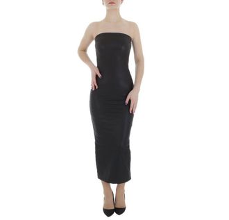 Ital-Design Lederkleid Damen Party & Clubwear Pencil (85989798) Stretch Lederoptik Maxikleid in Schwarz