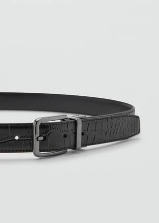 Mango Ceinture cuir crocodile noir - Homme - 100 - MANGO MAN
