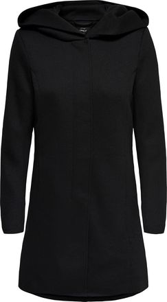 Only Damen klassischer Mantel OnlSedona Coat &Uuml;bergangs-Jacke Kapuze Einfarbig, Farbe:Schwarz, Gr&ouml;&szlig;e:M