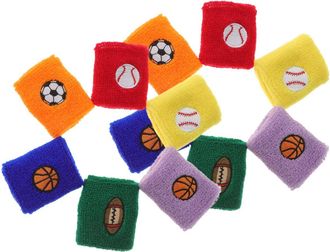 Pretyzoom 12 Stück Teiliges Sport Schweißband Elastische Atmungsaktive Handgelenkschützer mit Bunten Fußball Basketball Baseballmotiven Waschbare Wrist Sweat Ba
