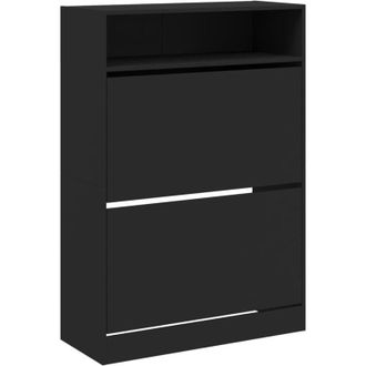 vidaXL Vidaxl - Armoire à chaussures 2 tiroirs rabattables noir 80x34x116 cm