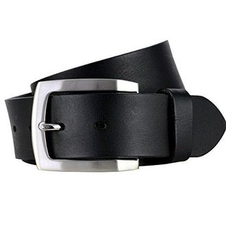 Lindenmann Mens leather belt/Mens belt, full grain leather belt XXL, buffalo leather, black, Farbe/Color:noir, Size:145