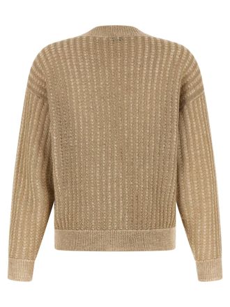 PESERICO Waffle Lam&eacute; Cardigan - Beige