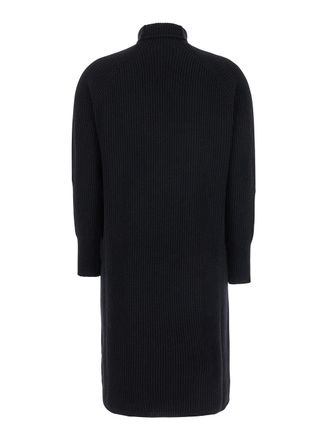Max Mara Womens Ribbed Long Dress Cashmere Black Mix