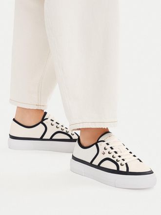Tommy Hilfiger Sneakers aus Stoff Tommy Hilfiger Platform Vulc Piping FW0FW09394 Wei&szlig;