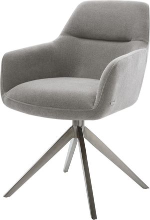 DELIFE Esszimmerstuhl Pejo-Flex Kreuzgestell breit Graphit Strukturstoff Soft Grau 360&deg; drehbar Wippfunktion Taschenfederkern
