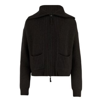 arch4 Pull zipp&eacute; en cachemire avec poches avant - Femme - Pulls - Brun - Taille: 38 FR