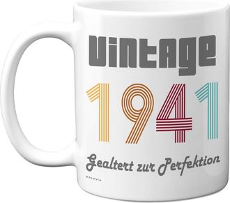 Stuff4 84. Geburtstagsgeschenke - Vintage 1941 Gealtert zur Perfektion Tasse - Geburtstag Retro Tasse f&uuml;r M&auml;nner und Frauen, 325 ml Premium-Keramiktasse, Sp&uuml;