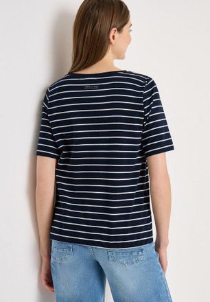 Cecil Kurzarmshirt Sommershirt mit Streifen und Wording