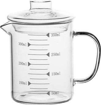 Angoily Glass Measuring Cup with Lid and Handle Transparent Scale Ounce Measure Jugs Mixing Mug for Bar Party Wine Milk Coffee Liquid Heavy Glass Measuring Cu
