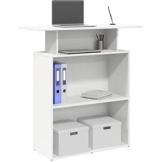 vidaXL Vidaxl - Bureau de r&eacute;ception blanc 100x40x104 cm bois ding&eacute;nierie