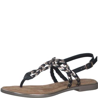 Tamaris Damen Sandaletten, Frauen Sandalen,offene Schuhe,Sommersandalen,bequem,flach,Sommerschuhe,Freizeitschuhe,Black/Gold,38 EU