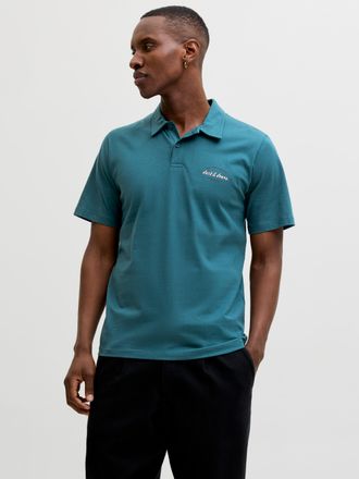 Jack & Jones Poloshirt JACK & JONES JJBRANDON POLO SS, Herren, Gr. M, gr&uuml;n (atlantic deep), Jersey, Obermaterial: 100% Baumwolle, bedruckt, regular fit, Shirts