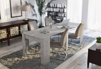 Dmora Ausziehbarer Tisch Alberique, Tisch mit Verlängerungen, Mehrzweckkonsole, ausziehbarer Esstisch für bis zu 10 Sitzplätze, 90/237x51h78 cm, Zement