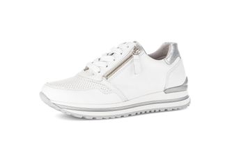 Gabor Damen Low-Top Sneaker, Frauen Halbschuhe,Komfortable Mehrweite (H),dad Shoes,straßenschuhe,Sportschuhe,Weiss/Silber(perf),37.5 EU / 4.5 UK