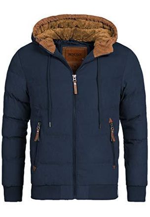 Indicode Hommes Adeline Winter Jacket | Veste dhiver avec capuche doublée Navy XL