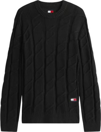 Tommy Jeans Homme, Pulls, Noir, Taille: L Badge Chunky Cable Knit Jumper