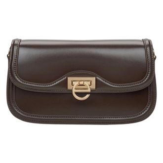 Estro & Luminara Femme, Sacs, Brun, Taille: ONE Size Petit sac bandouli&egrave;re marron fonc&eacute;