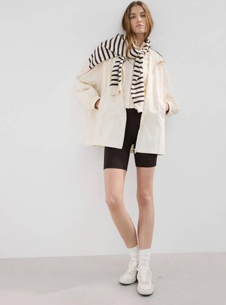 Mango Parka oversize &agrave; capuche &eacute;cru - Femme - S - MANGO