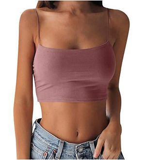 Generic OBiQuzz D&eacute;bardeur spaghetti sexy pour femme - Haut &agrave; bretelles - Yoga - T-shirt de sport - D&eacute;bardeur spaghetti - Bustier sportif - Ventre nu - Crop To