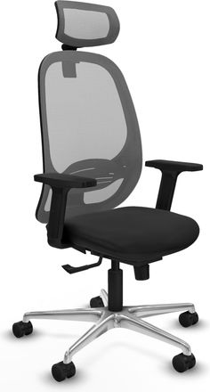 Piqueras y Crespo B&uuml;rostuhl aus schwarzem Mesh mit 2D-Armlehnen, h&ouml;henverstellbare Lendenwirbelst&uuml;tze und Kopfteil, h&ouml;henverstellbar und neigbar, Grau/Schwarz