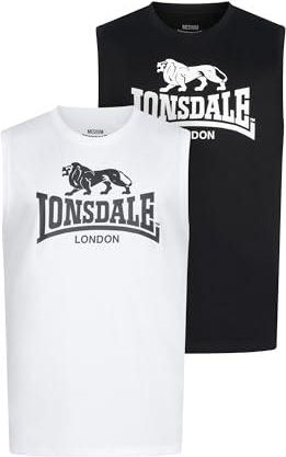 Lonsdale Rolleston T-Shirt sans Manches, Noir/Blanc, L Homme-Adulte