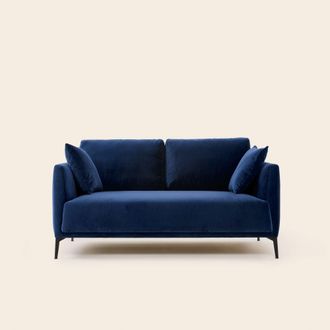 Madura Canap&eacute; 2 Places Odelle Velours bleu nuit - BLEU