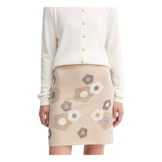 Kenzo Jupe en maille &agrave; motif floral - Femme - Jupes - Beige - Taille: 38 FR