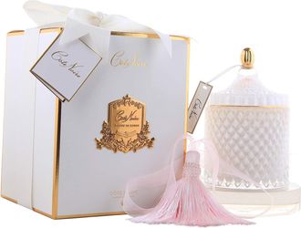 Côte Noire Große französische Kerze, Weiß mit goldfarbenen Strähnen, Jasminblüten-Tee/Fleur de the au Jasmin, 100 Stunden Brenndauer