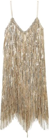 Twin-Set robe brod&eacute;e de sequins MYFO &agrave; franges - Or