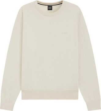 HUGO BOSS Homme, Sweatshirts et sweats &agrave; capuche, Blanc, Taille: 2XL Pull en coton avec logo brod&eacute;