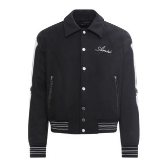 Amiri Homme, Vestes, Noir, Taille: L Blouson Bomber en Laine Bones