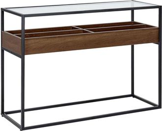 Beliani Konsolentisch Dunkler Holzfarbton / Schwarz 110x40 cm Ablagefl&auml;che Industriell Modernes Design Konsolentisch f&uuml;r Wohnzimmer Flur Schlafzimmer