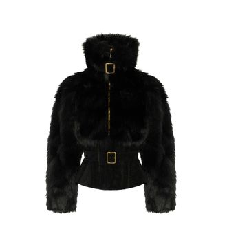 Elisabetta Franchi Bustier-Jacke in Fell-Optik - - Jackets - Damen - Schwarzk - 2XL