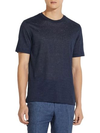 Ermenegildo Zegna Fine-Knit Linen T-Shirt - Navy