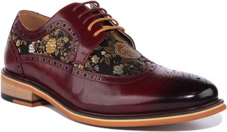 Justinreess England JUSTINREESS England Ross Herren Schn&uuml;rschuhe aus Leder mit Blumenmuster, wein, 40 2/3 EU