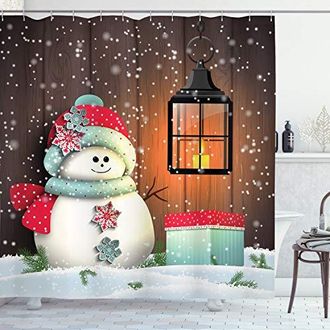 Abakuhaus No&euml;l Rideau de Douche, Jardin avec bo&icirc;te-Cadeau, Tissu Ensemble de D&eacute;cor de Salle de Bain avec Crochets, 175 x 200 cm, Blanc Brun