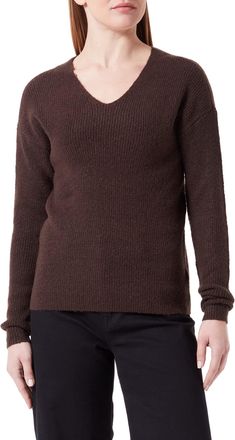 Only Damen Onlcamilla V-neck L/S Knt Noos Pullover, Mulch, S EU