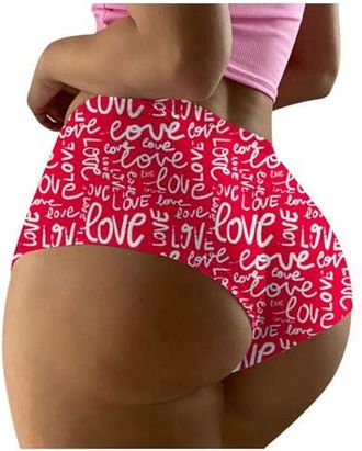 Generic Sous-vêtements imprimés décontractés pour femmes 2026, Rouge, XXL