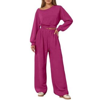 Generico Ensemble de sport dext&eacute;rieur pour femme avec poches, sweat &agrave; capuche &agrave; manches longues et pantalon de surv&ecirc;tement, c Rouge, XXL
