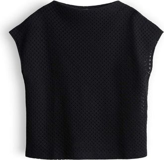 someday Kurzarmshirt Kalura Funnel Neck und semitransparente Lochstruktur