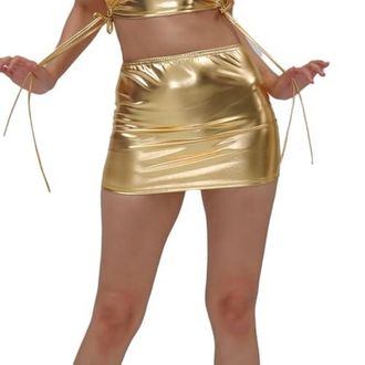 Generic Mini jupe moulante m&eacute;tallique brillante pour femme, coupe ajust&eacute;e, holographique brillante pour soir&eacute;e, soir&eacute;e et &eacute;v&eacute;nements rave, tenue de f&ecirc;te &eacute;tinc