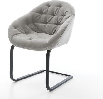 DELIFE Freischwinger Gaio-Flex Strukturstoff Soft Grau Freischwinger flach Schwarz, Esszimmerstühle