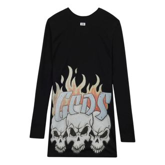 GCDS Gcds, Femme, Robes, Noir, Taille: 36 FR Mini-robe &agrave; imprim&eacute; Skull