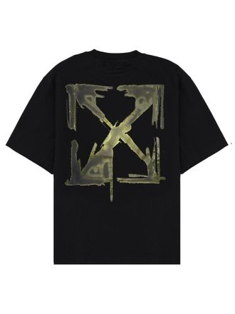 Off-white Logo-Embroidered Cotton T-Shirt - Black