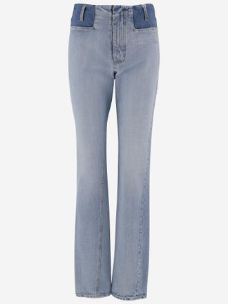 Maison Margiela Womens Jeans Two-Tone Light Blue Denim