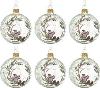 Kaemingk Weihnachtskugeln Weihnachtsmotive Natur Glas 8cm x 6 Stück Christbaumkugeln Klar Transparent Bemahlt